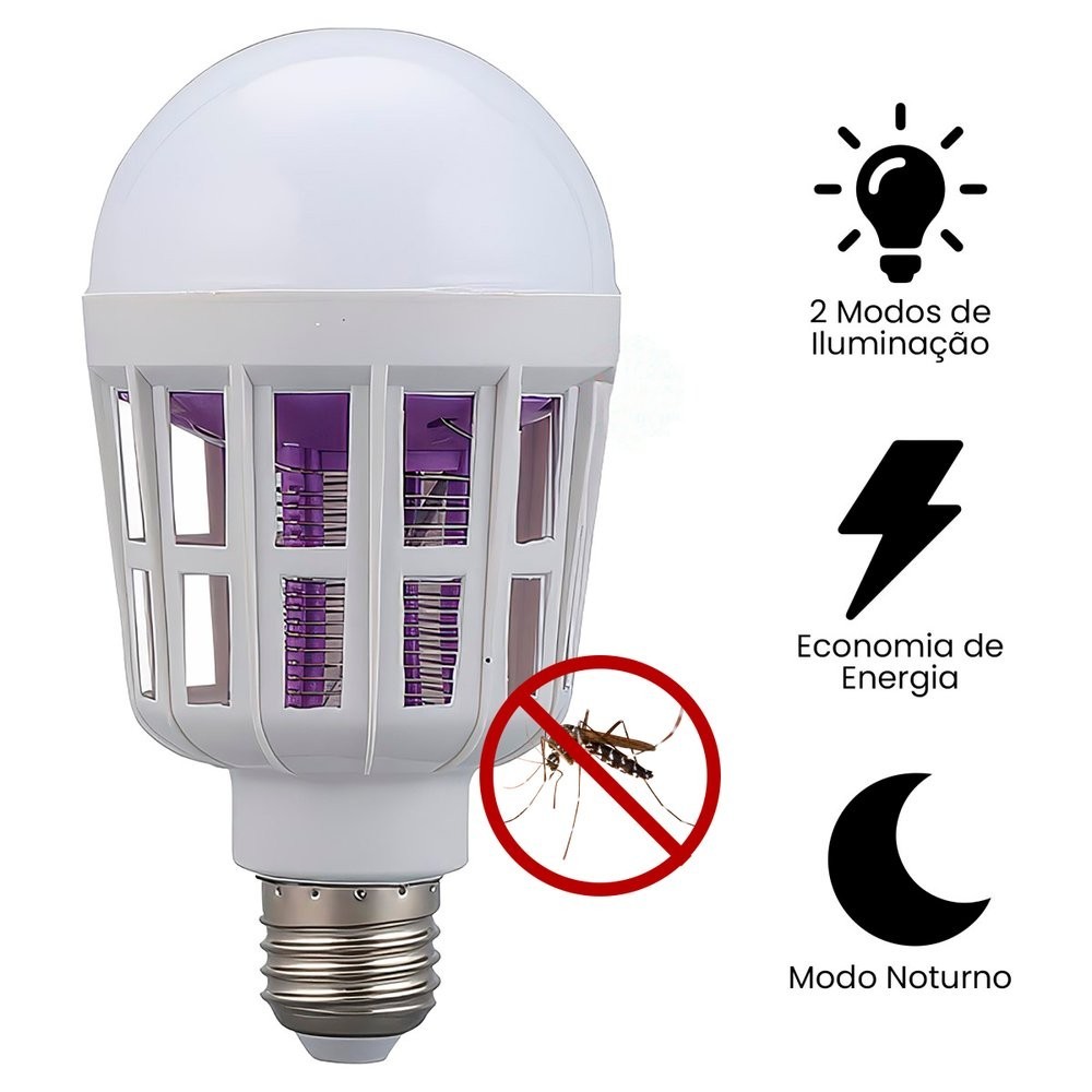 Lâmpada Led Mata Mosquito Pernilongos Moscas Multifuncional 15W / 220V ...