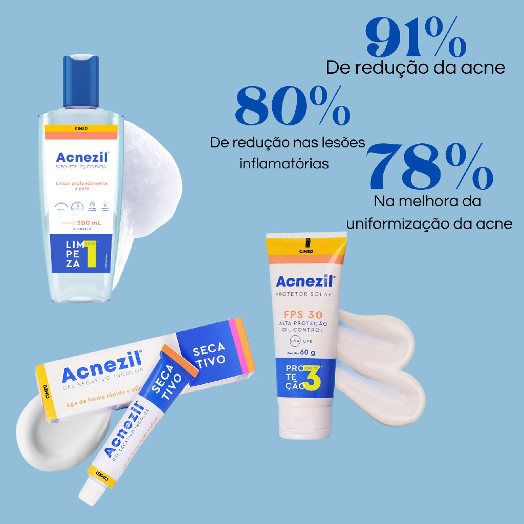 Kit Acnezil Tratamento Completo Contra Cravos e Espinhas Cimed | Shopee ...