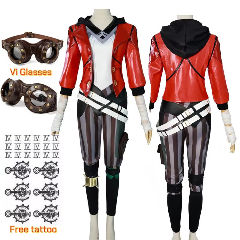 Jogo LOL Arcano 2 O Piltover Enforcer Violeta VI Cosplay Traje Uniforme ...