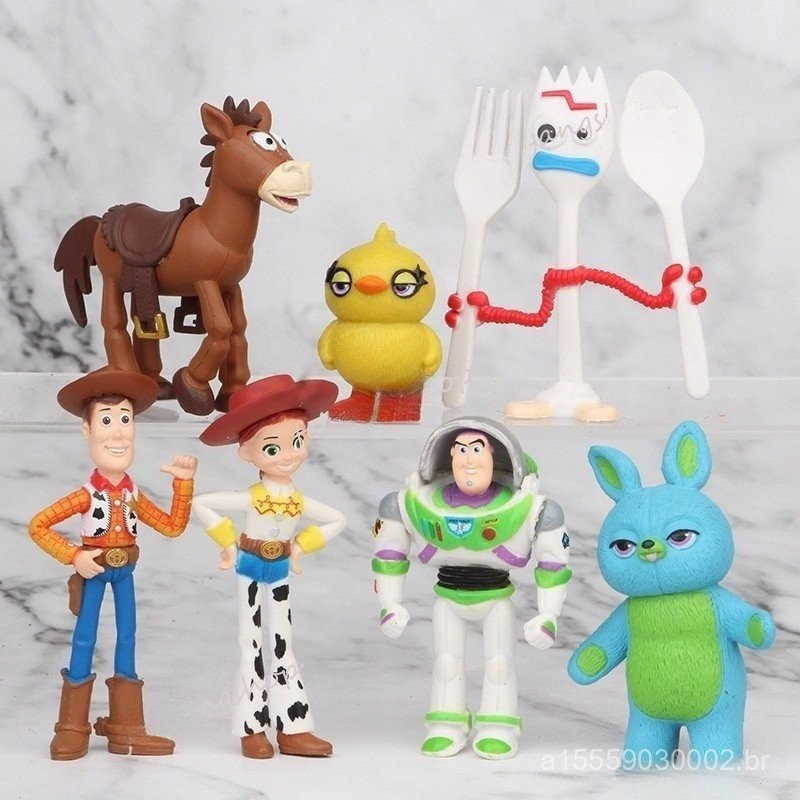 7 Pçs/set Toy Story 4 Boneca Disney Woody Lightyear Rex Urso Alienígena ...