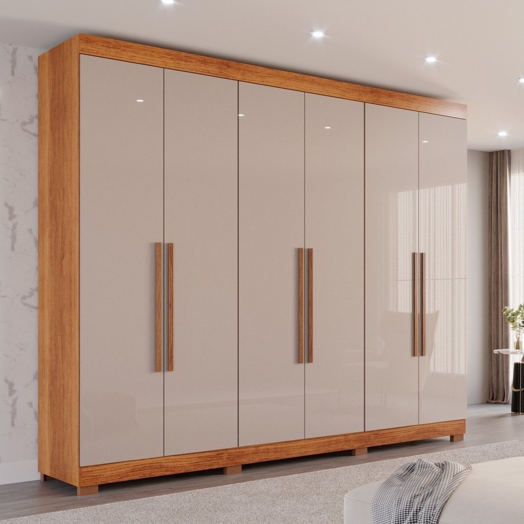 Guarda-roupa Casal 6 Portas 6 Gavetas Órion Premium com Pés 100% MDF Cinamomo/Off-White | Shopee ...