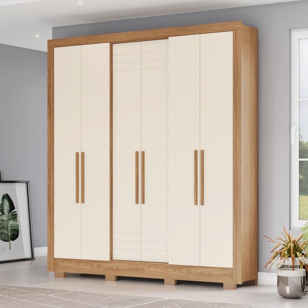 Guarda Roupa 6 Portas 3 Gavetas B366 Briz | Shopee Brasil