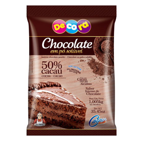 CHOCOLATE EM PÓ SOLÚVEL 50% CACAU FOODS DECORA 1.005 KG | Shopee Brasil