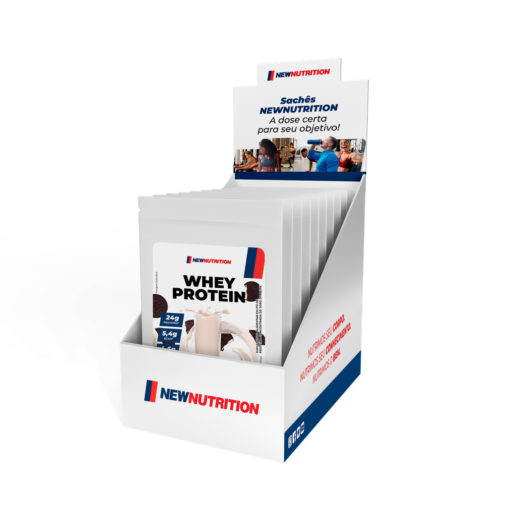 Whey Protein Concentrado 33g Cookies - Display 10 Sachês NEWNUTRITION ...