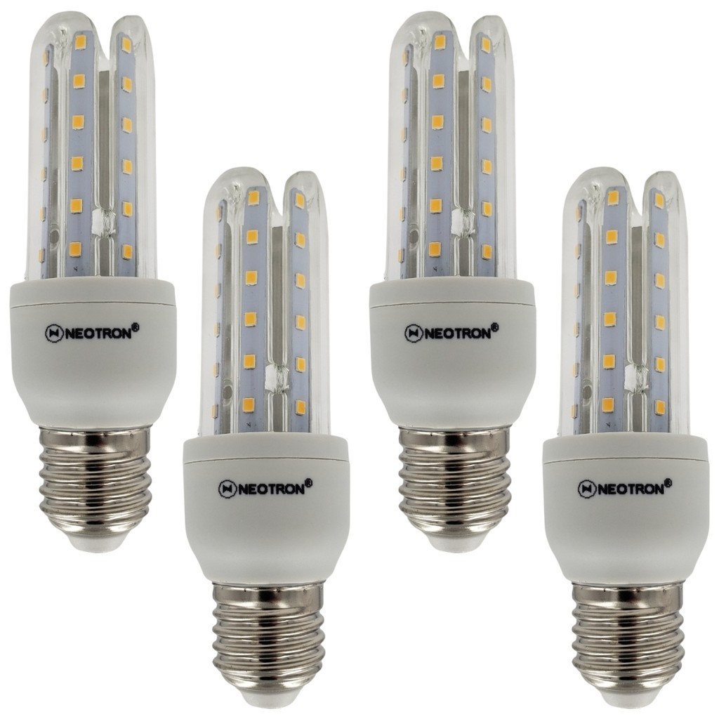 Kit 4 Lâmpadas Led Compacta 7W Bivolt 110/220V 3U E27 Luz Branca Fria ...