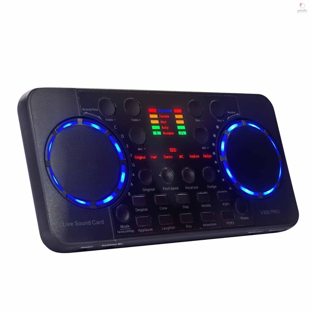 Placa De Som V300 Pro Live Sound Card Multifuncional Recarregável BT ...