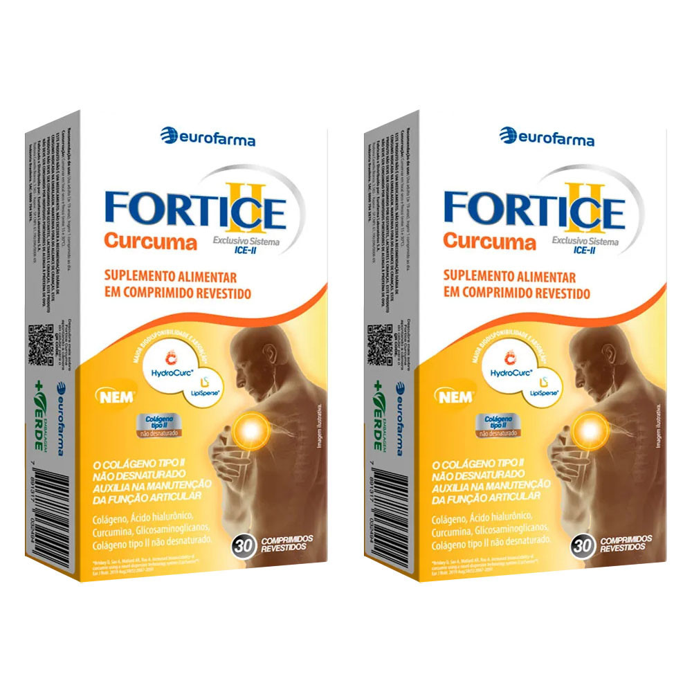 Kit 2 Fortice Curcuma + Colágeno Tipo II 30Cpr - Eurofarma | Shopee Brasil