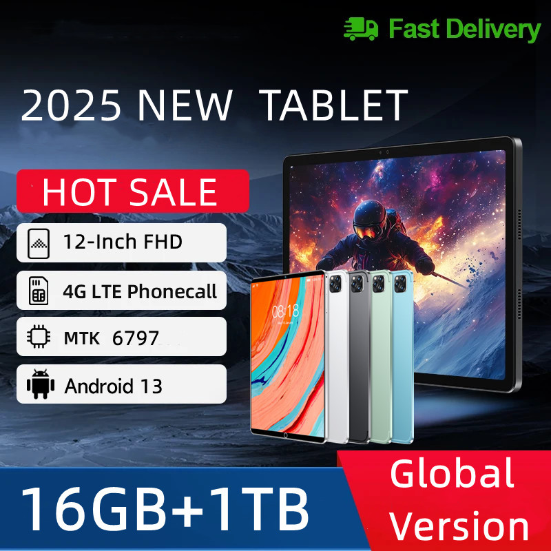 2025 Novo Tablet Tela De 12 Polegadas MTK 6797 Android 13 Sistema 16GB ...