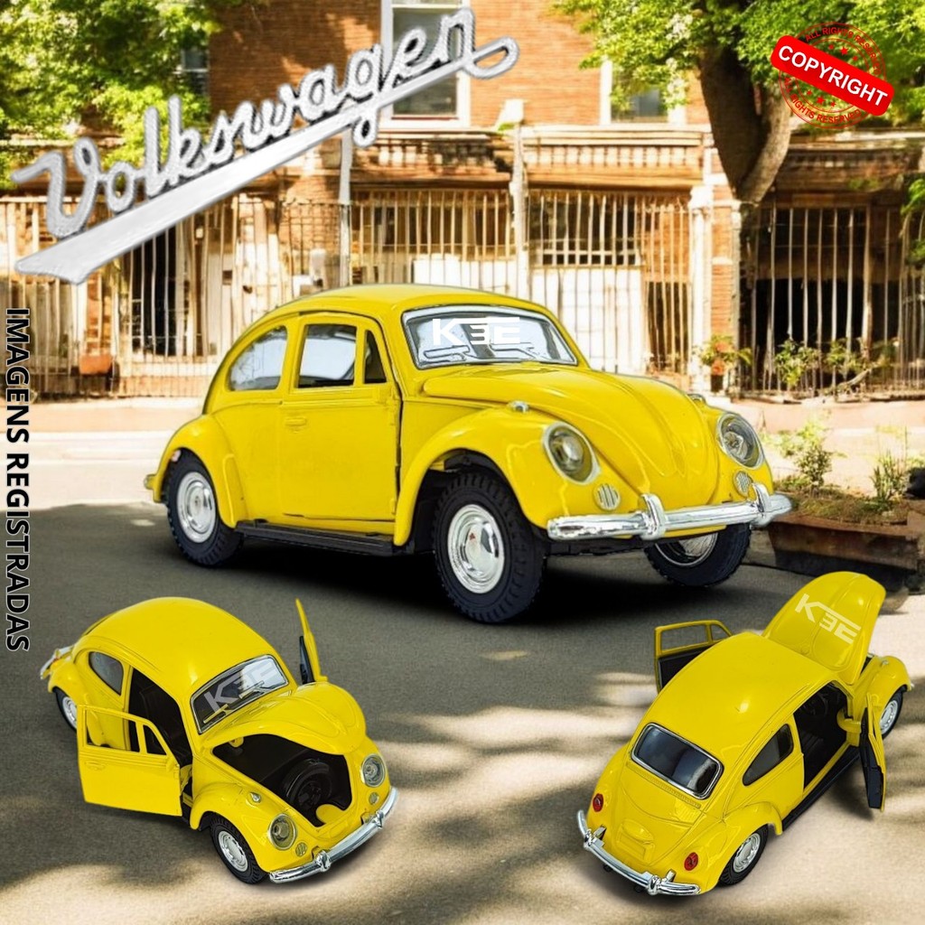 Miniatura Carrinho Fusca 67 em Metal com Fricção Amarelo Premium ...