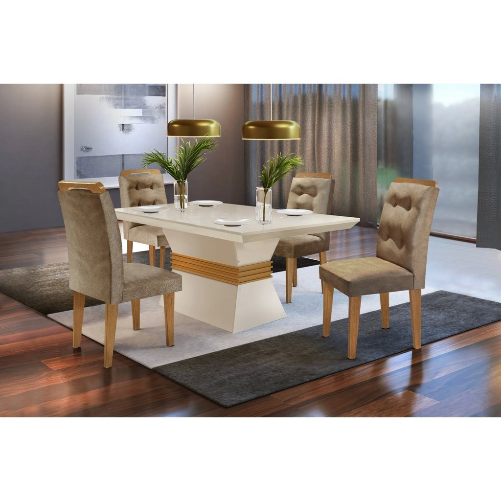 Conjunto Sala de Jantar Mesa e 4 Cadeiras Luísa Espresso Móveis ...