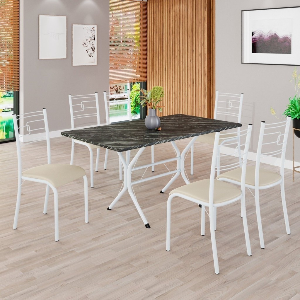 Conjunto Sala de Jantar Mesa Retangular 140x75cm Tampo Madeira Mdp ...