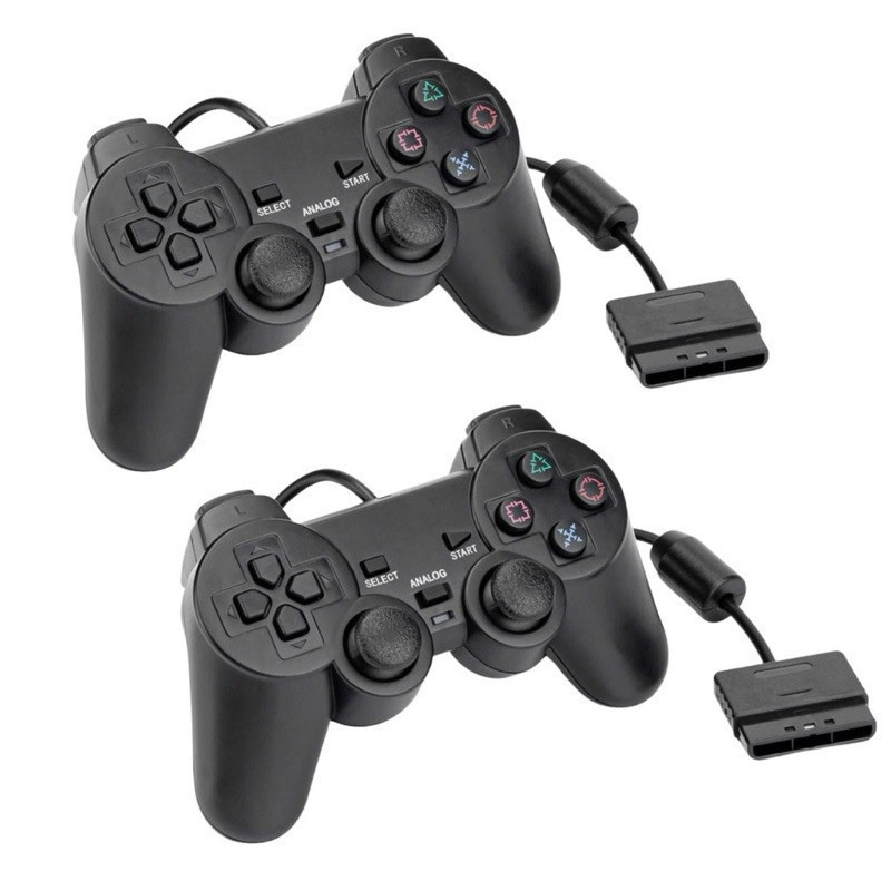 Kit 2 Controles Play Ps2 Com Fio Playstation 2 Manete Joystick | Shopee ...