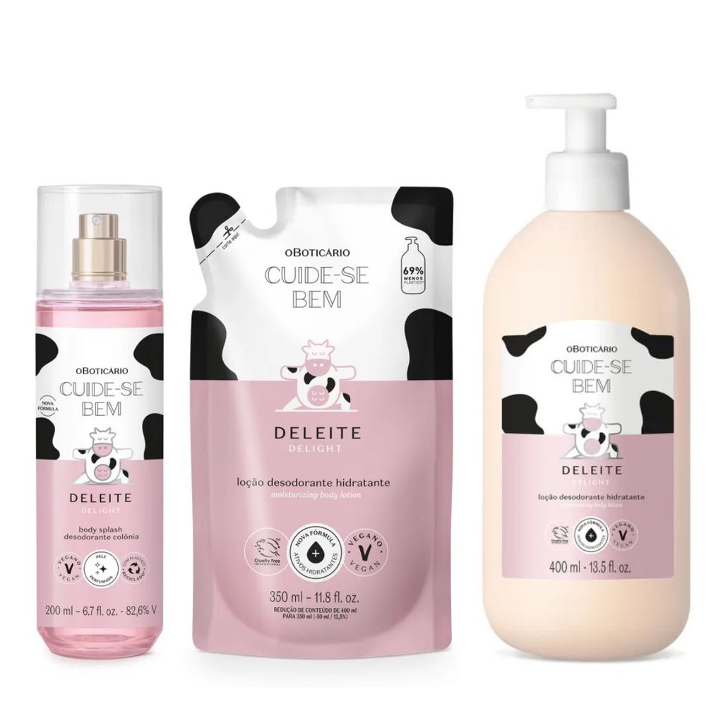 Kit Cuide-se Bem Deleite Body Splash + Hidratante + Refil 350ml - O ...
