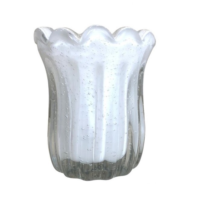 Vaso De Vidro Murano Branco Pure 16cm | Shopee Brasil