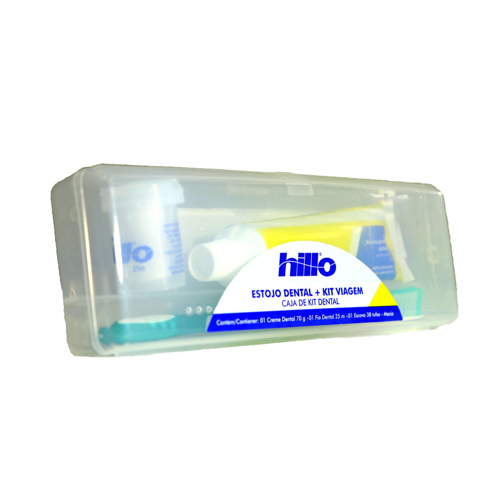 Estojo Kit Higiene Bucal Viagem c/ creme dental 70g, escova de dente e ...