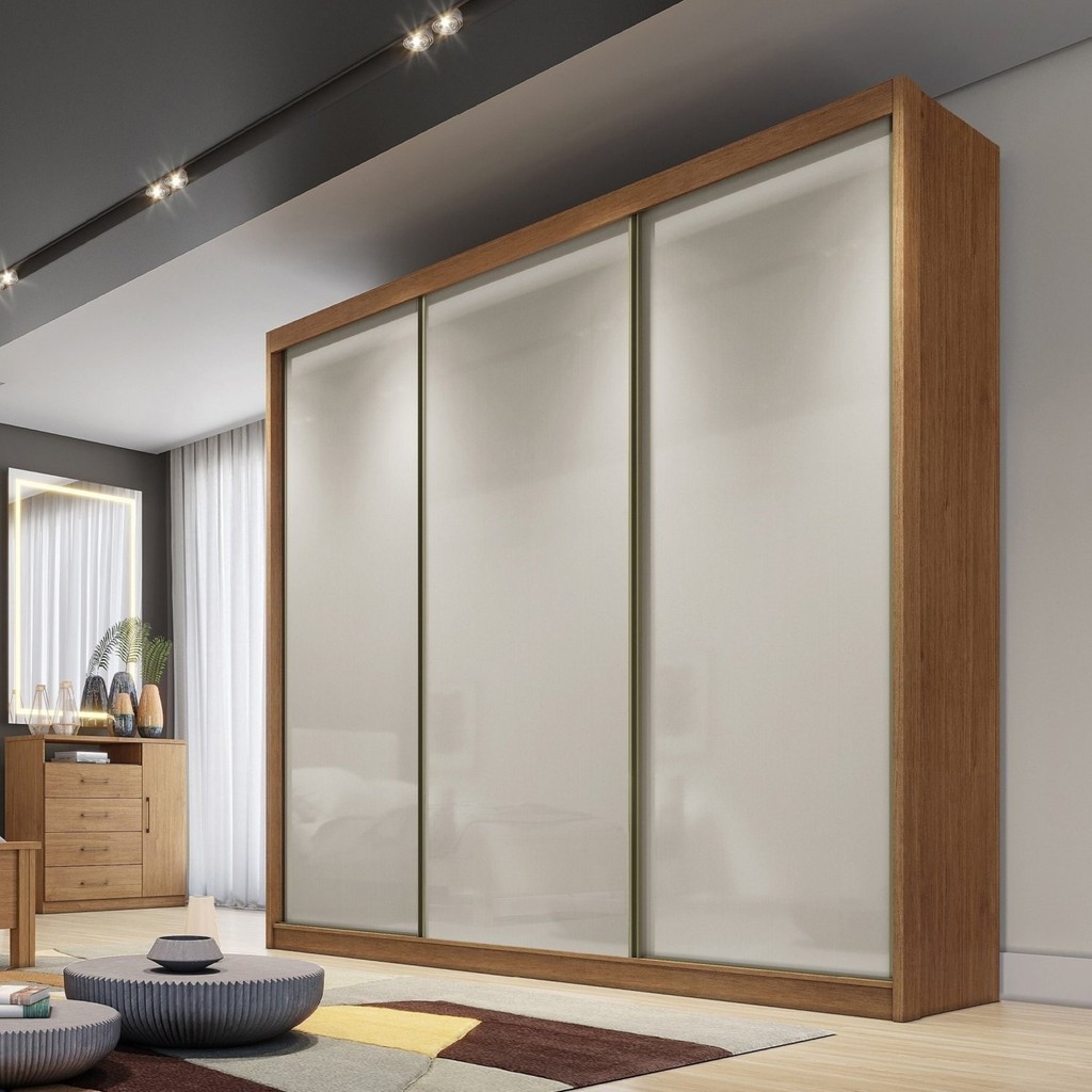 Guarda Roupa Casal MDF 3 Portas 6 Gavetas Montreal Cumaru Fendi | Shopee Brasil