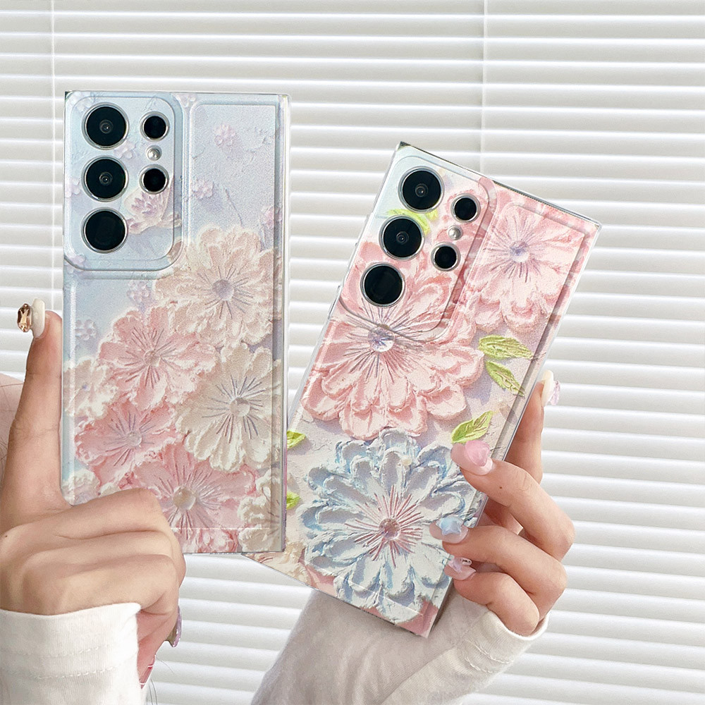 Capa De Flor De Pintura A Óleo Para Samsung S24 S23 S21 S20 FE S25 A06 A16 A26 A36 A56 A15 A25 ...