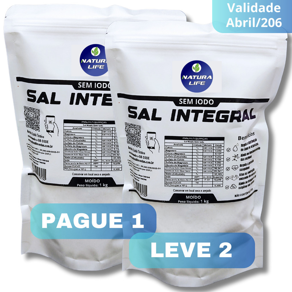 Sal Marinho Integral Sem Iodo 2kg (Moído) Mossoro NL | Shopee Brasil