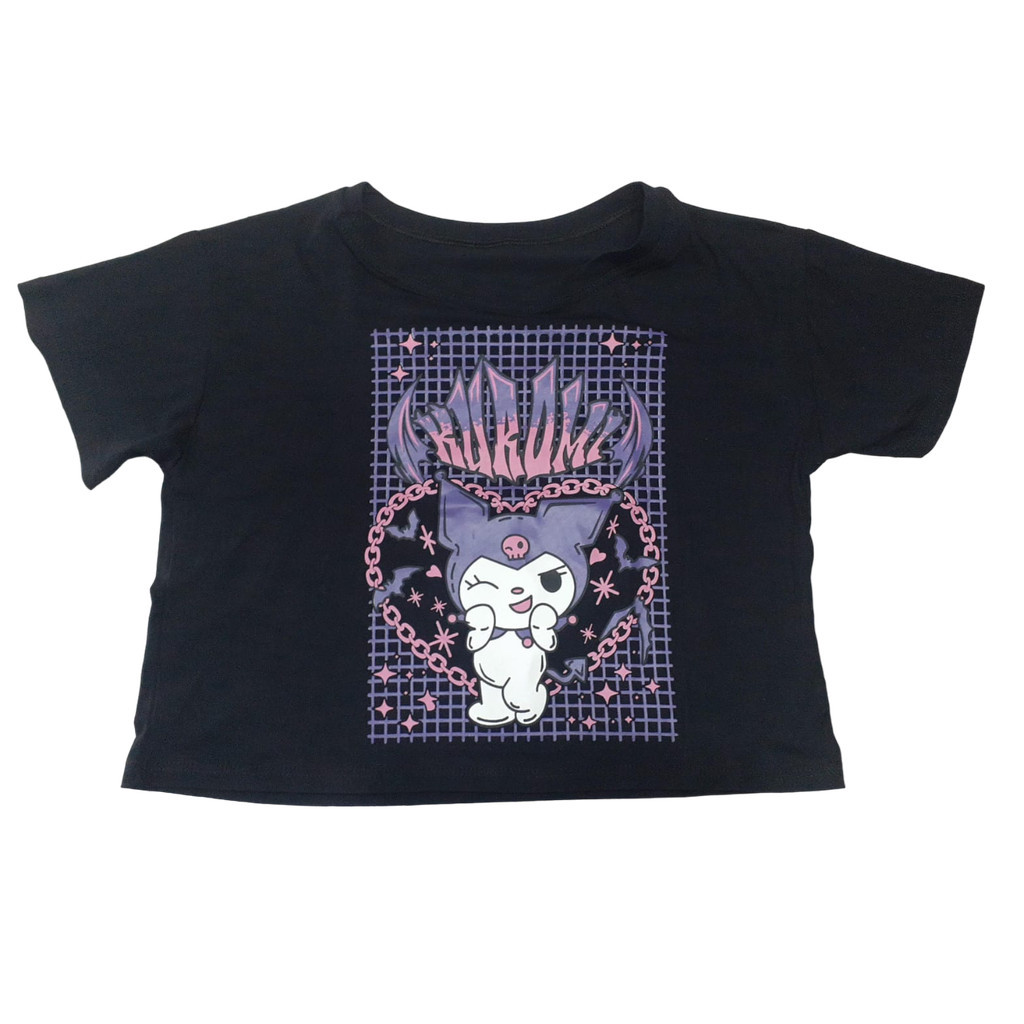 Blusa Kuromi Hello Kitty Blusinha Camiseta Cropped Feminino Baby Look ...