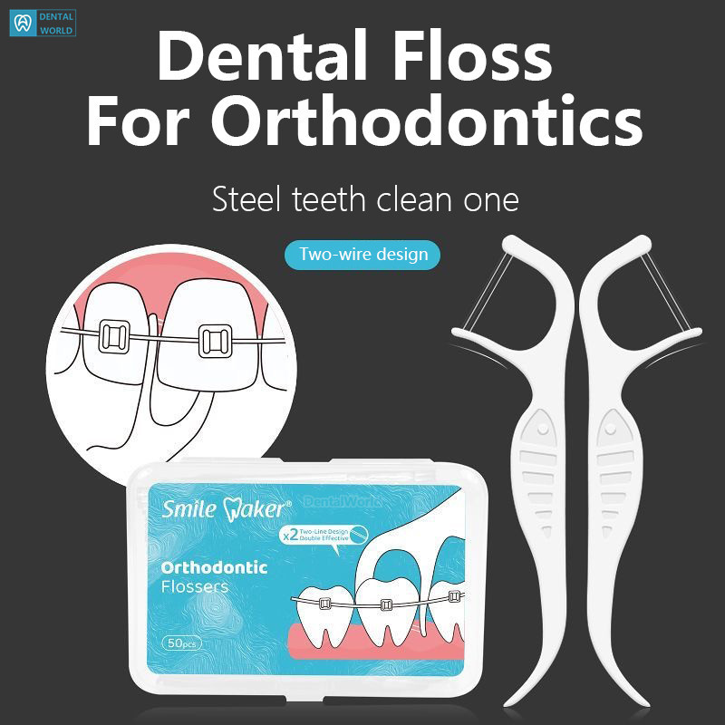 50 Unidades/Caixa ORTHOFLOSS Floss Ortho Para Aparelho Ortodôntico ...