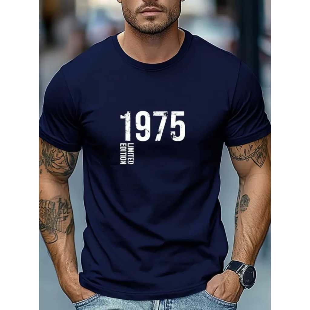 Camiseta Masculina 1975 Edição Limitada Vintage Camisa 100% Algodão ...
