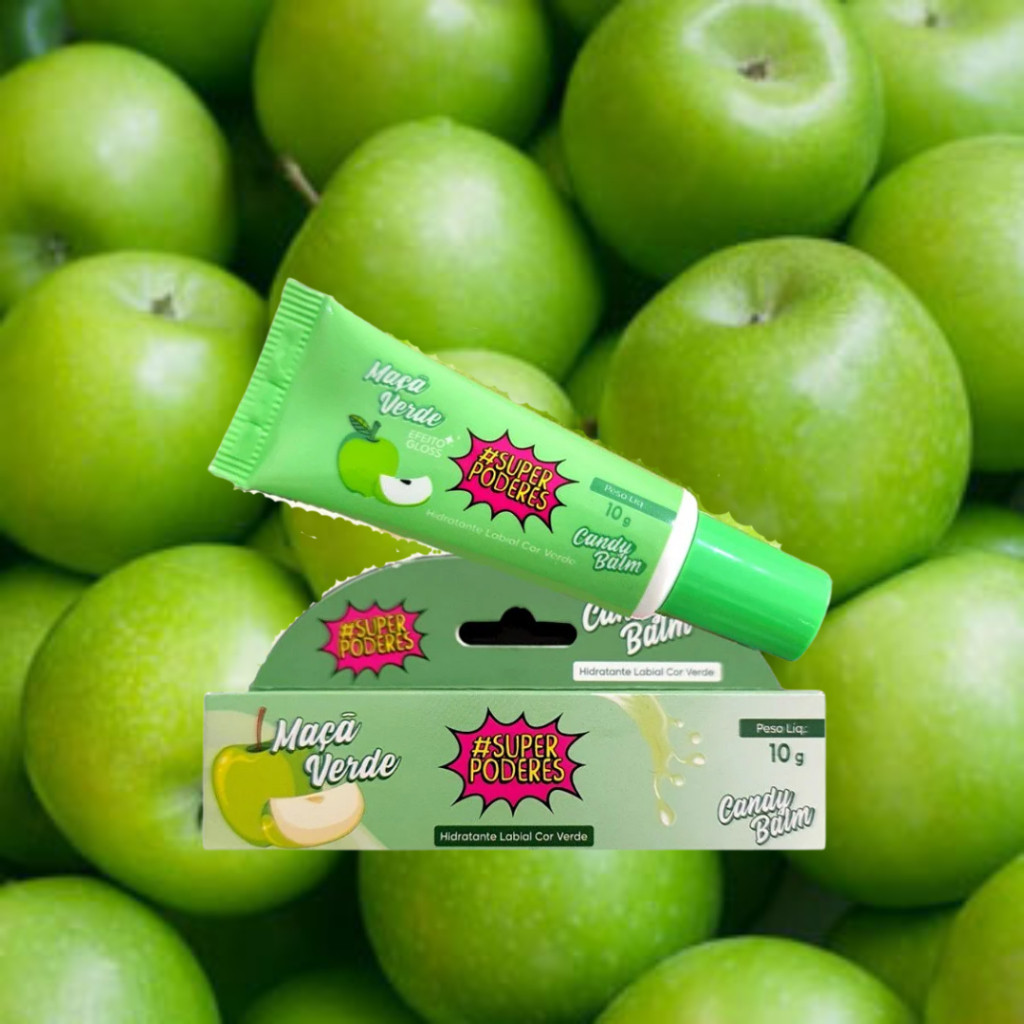Hidratante Labial Candy Balm Super Poderes maça verde | Shopee Brasil