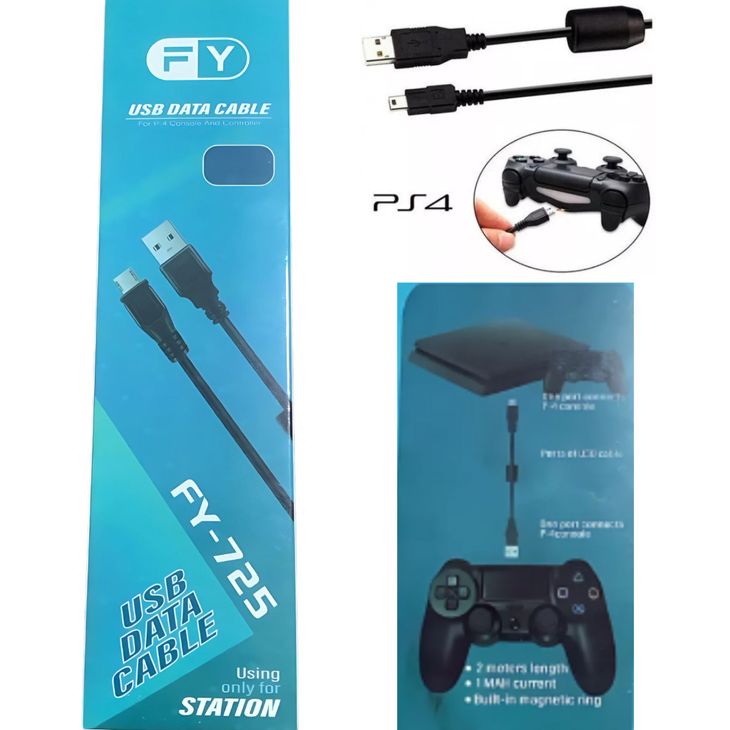Cabo USB V8 Com Filtro para Carregar Controle PS4 Carregamento Rápido e ...