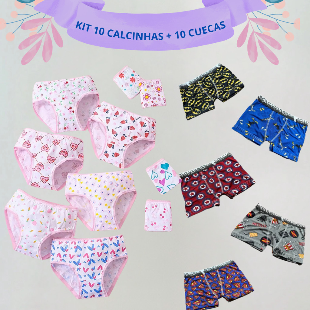 Kit 10 Calcinhas Infantil Estampada Menina Criança. Conforto | Shopee ...