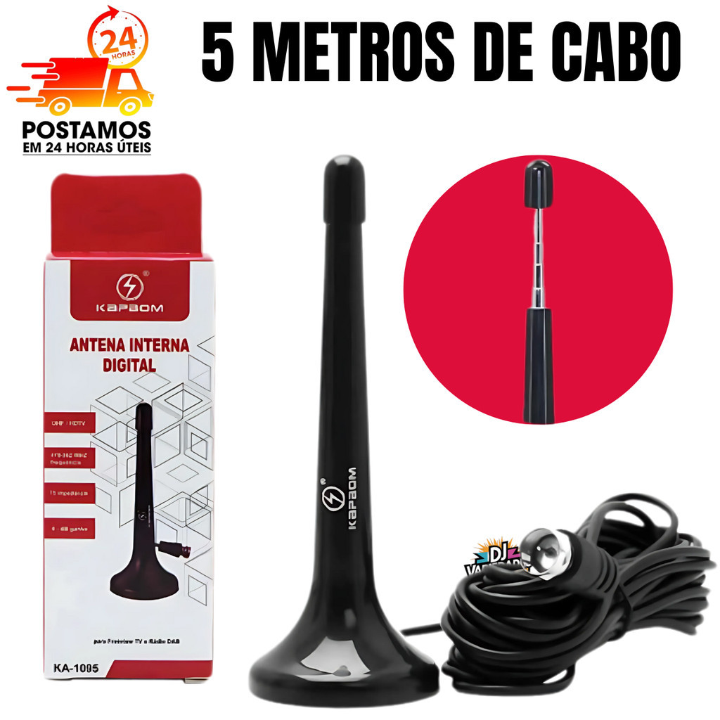 Mini Antena Digital Interna com 5 metros Hdtv Uhf KapBom | Shopee Brasil