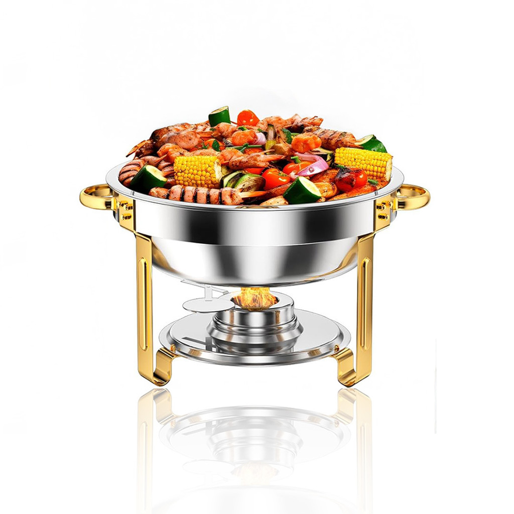 Rechaud Dourado RM Redondo em Aço Inox Banho Maria com Fogareiro 5 L ...
