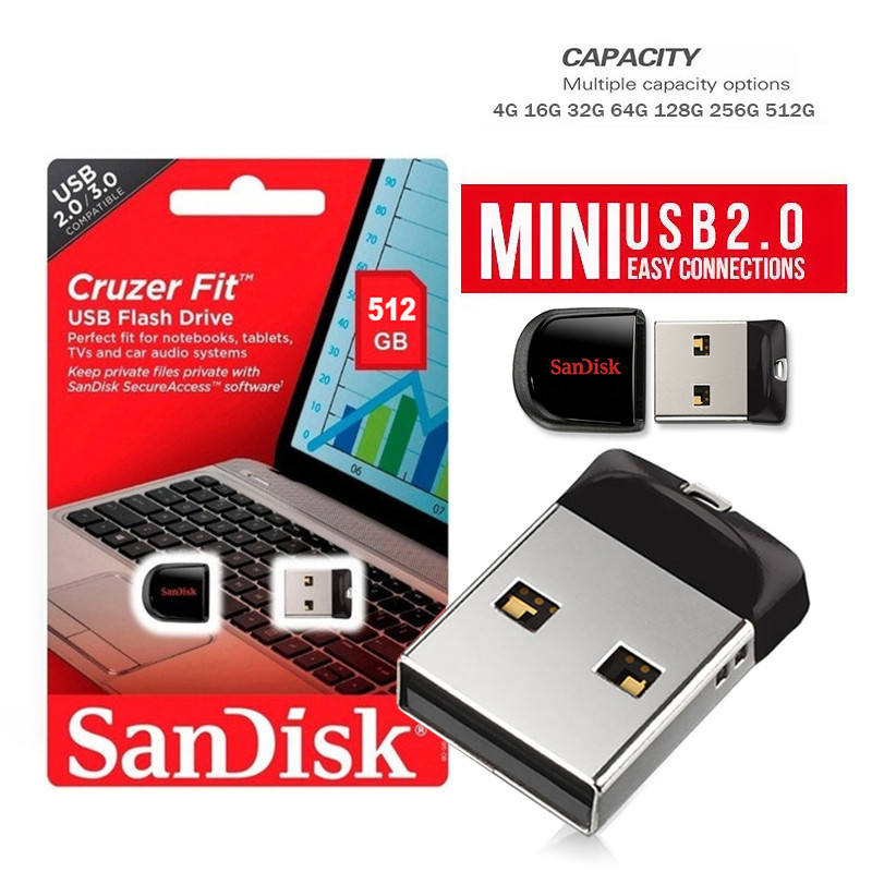 Cruzer Fit mini De Alta Qualidade 4GB 16GB 32GB 64GB 128GB 256GB 512GB ...