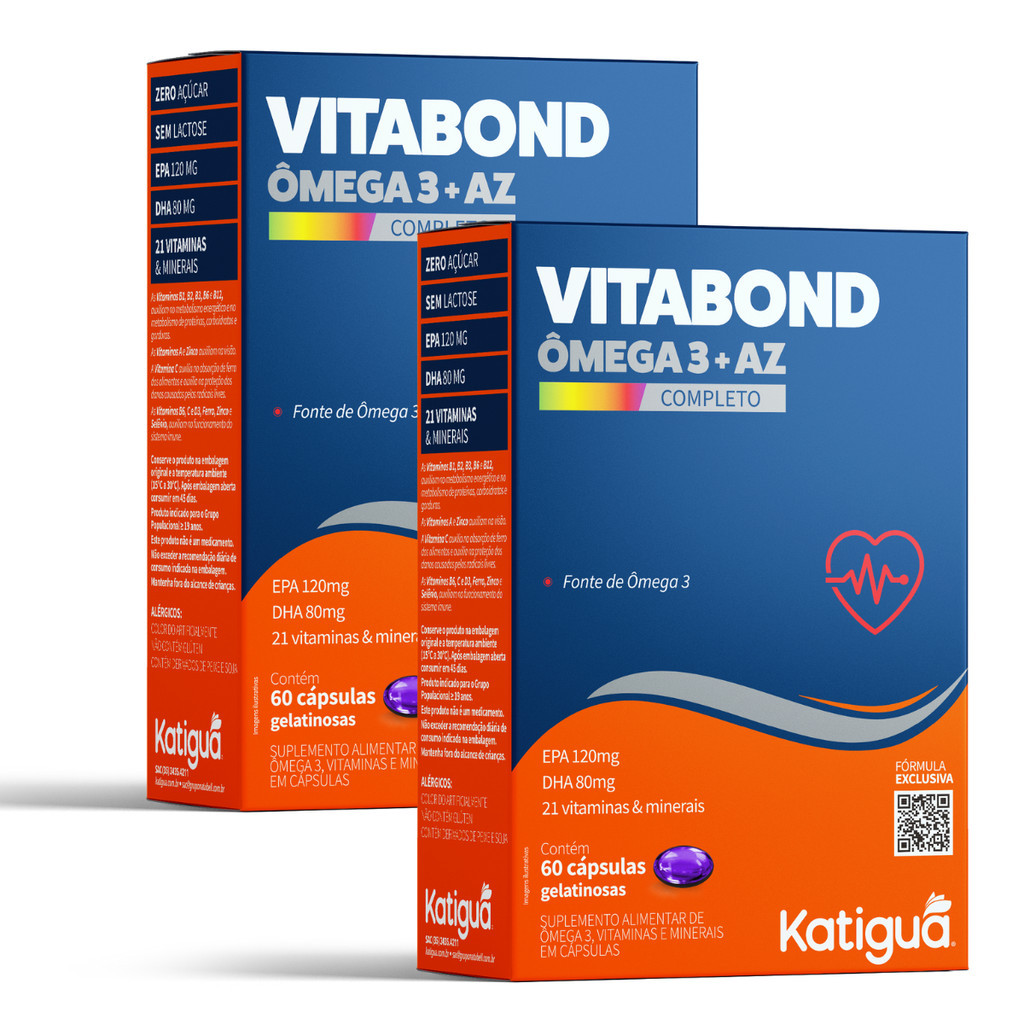 Kit 2 Vitabond Omega 3 + AZ 600MG 60CAPS | Shopee Brasil