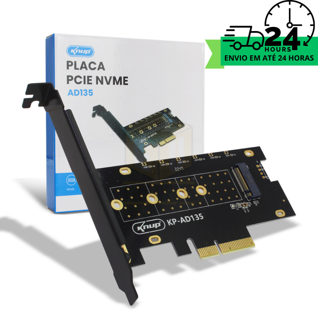 Placa Pcie Express 3.0 Adaptador Ssd M2 M-key Nvme X4 X8 X16 2230 - 2242 - 2260 - 2280 ...