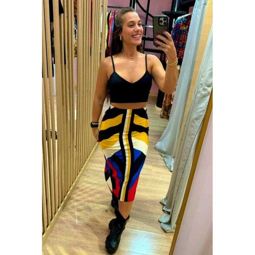 Saia Reta Listra Amanda Farm | Shopee Brasil