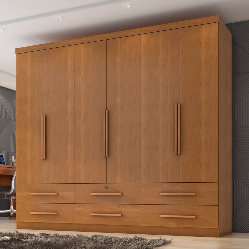 Guarda-roupa Casal 6 Portas 6 Gavetas Maximus Plus Cinamomo | Shopee Brasil