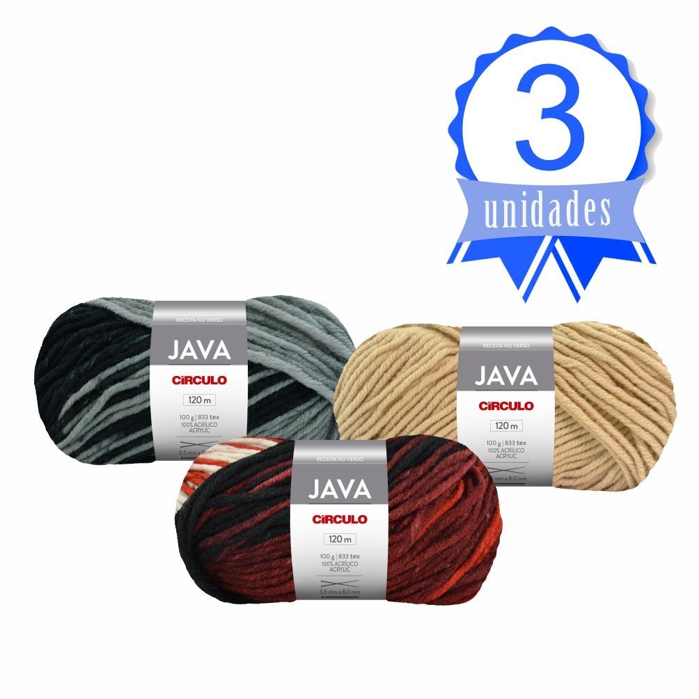 Kit 3 Unidades Lã Fio Java 100g - Círculo | Shopee Brasil