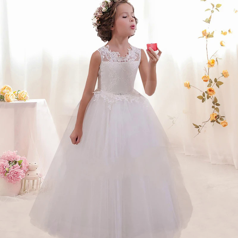 Vestido de princesa branco, vestido de criança, festa de menina ...
