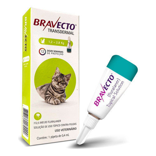 Bravecto Transdermal Gatos anti Pulgas 1,2/2,8kg | Shopee Brasil