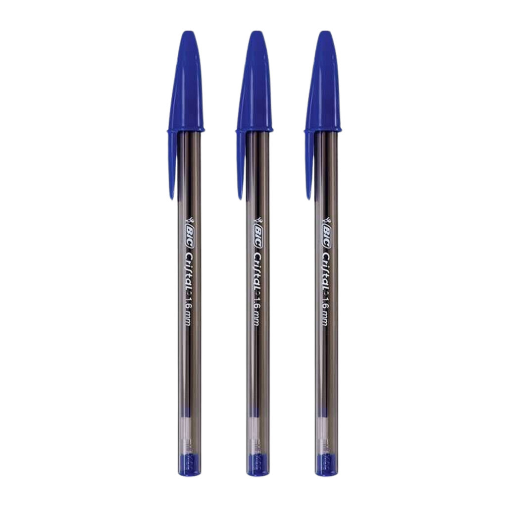 CANETA BIC CRISTAL BOLD 1.6 KIT COM 03 UNIDADES - AZUL | Shopee Brasil
