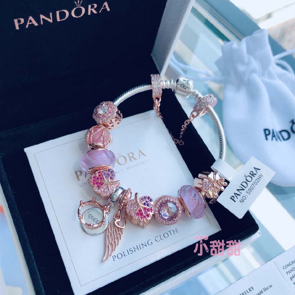 Spot Pandora Pulseira Girl Rose Gold Pink Dazzling Flower Beads Com ...