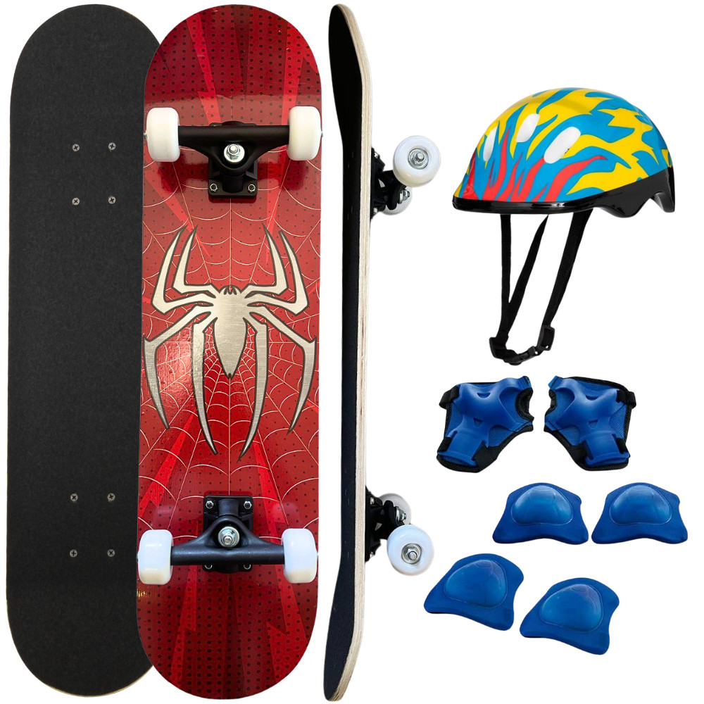 SKATE INFANTIL ESQUEITE HOMEM SPIDER ARANHA SKAT + KIT PROTEÇÃO E ...