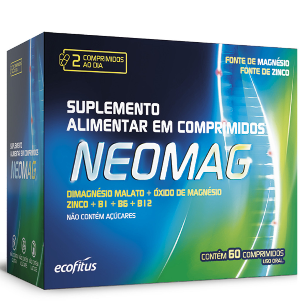 Neomag 60 Comprimidos Dimagnesio Malato+Oxido de Magnesio Zinco+B1+B6+B12 | Shopee Brasil