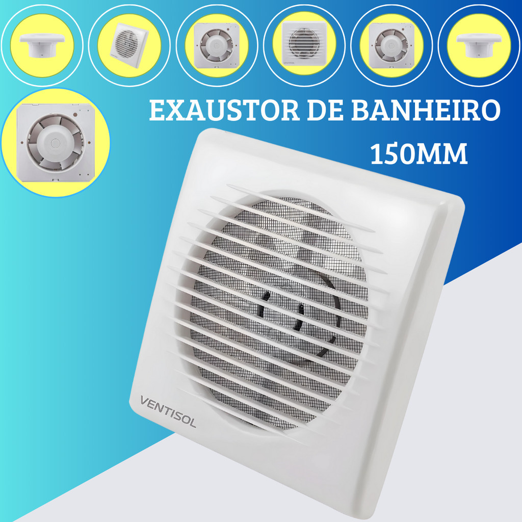 Exaustor Banheiro cozinha Ventilador Ventisol 150mm Bivolt Automático ...