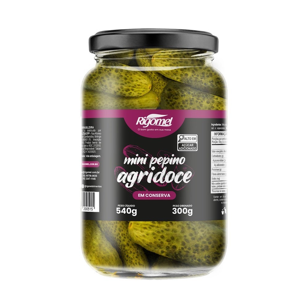 Mini Pepino Agridoce em Conserva Rigomel 300g | Shopee Brasil