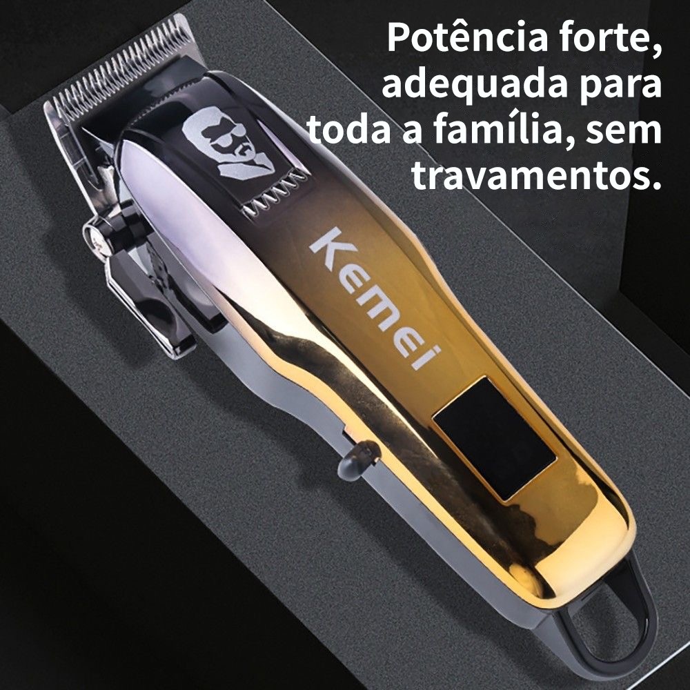 Máquina de Corte Sem Fio KEMEI-709A, USB Recarregável e Display LCD. | Shopee Brasil