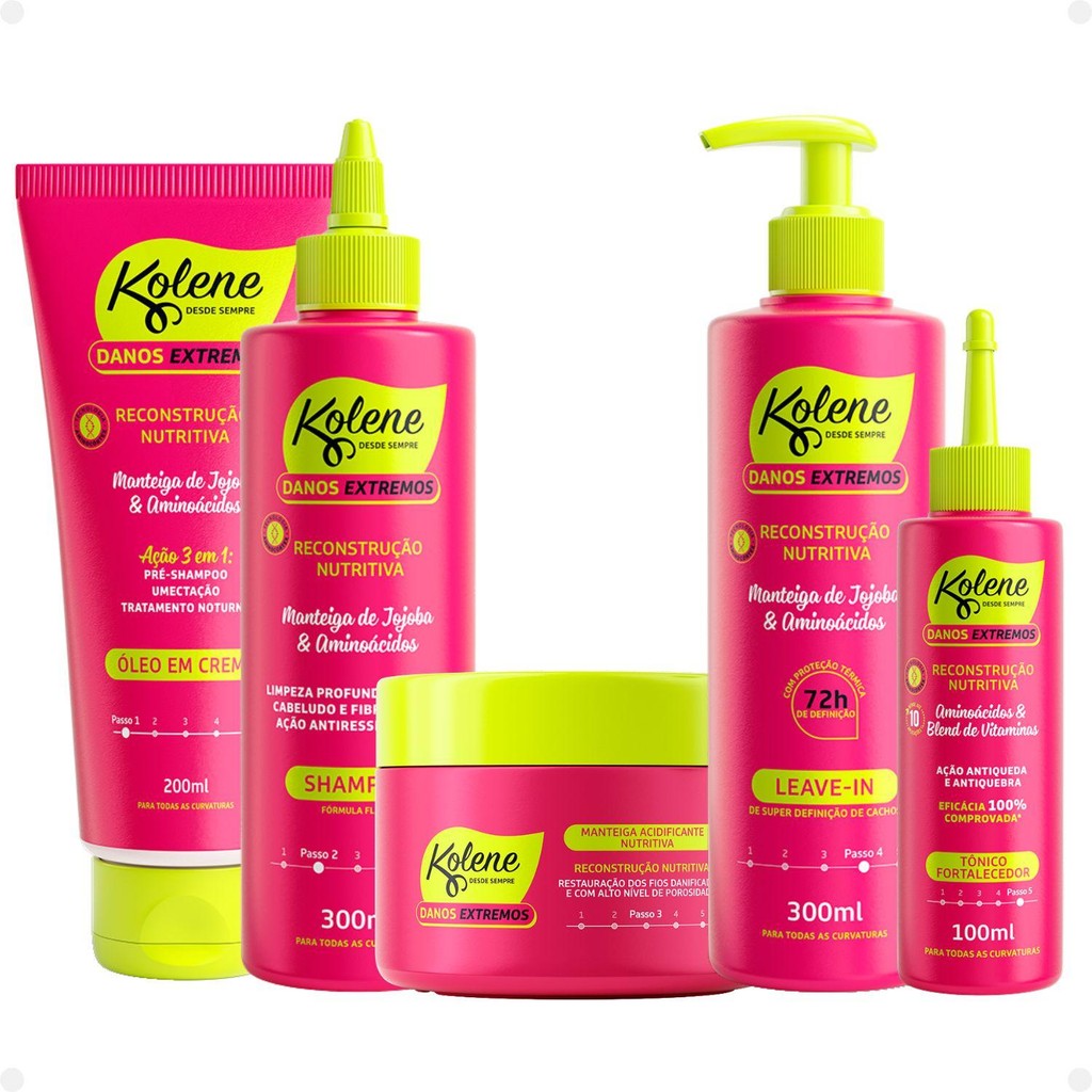 Kit Kolene Danos Extremos Reconstrução Nutritiva: Óleo em Creme ...