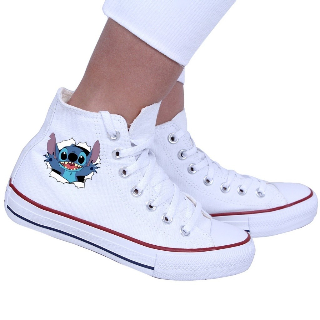 Tênis All Star Infantil Cano Alto Stitch Personagem Da Disney Desenho ...