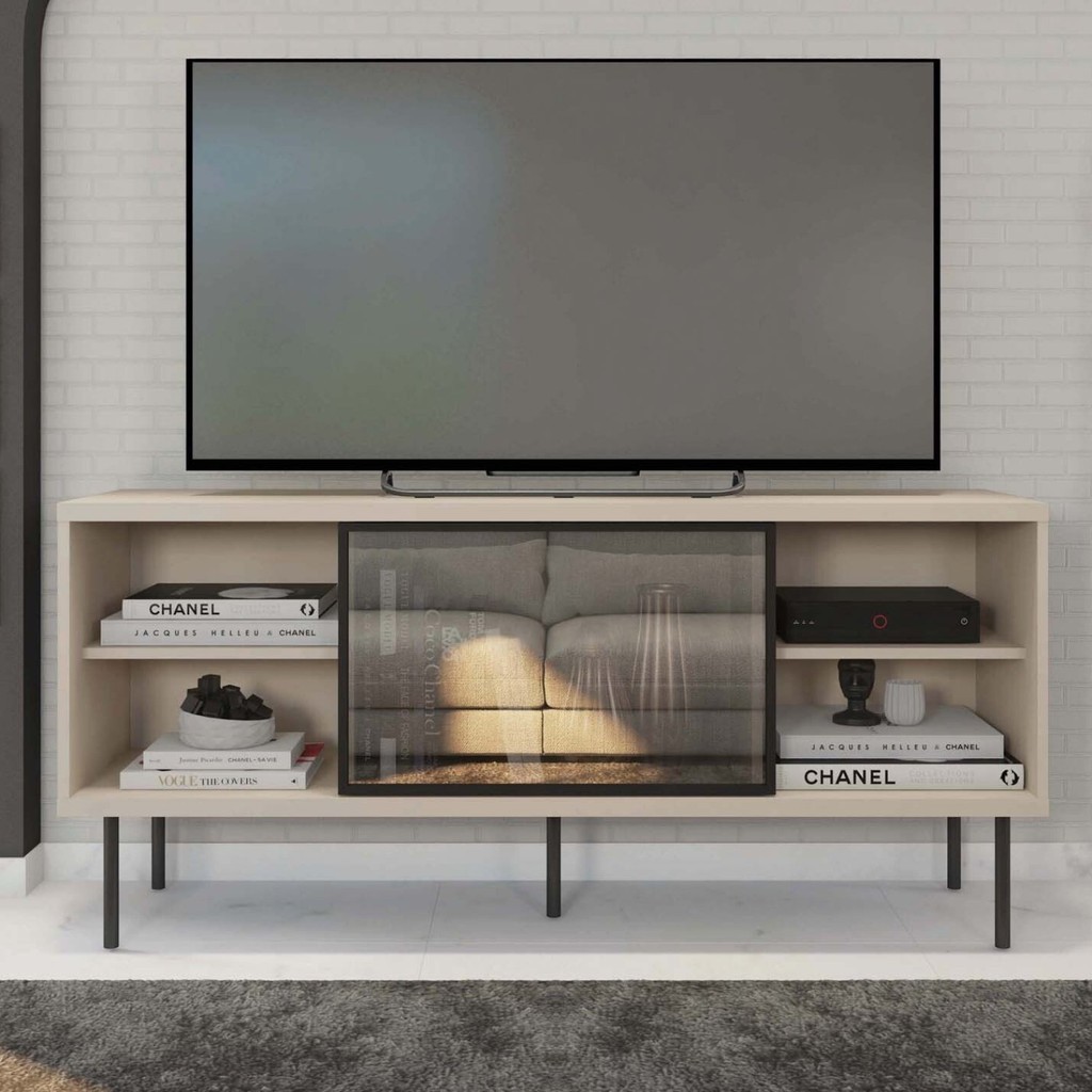 Rack para TV até 55 Polegadas Industrial 136cm em BP Porta Reflecta Multiverso CabeCasa ...