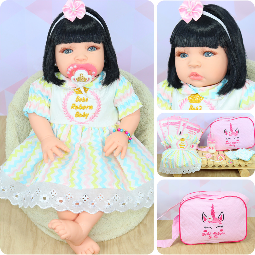 Bebe Reborn Boneca Morena Com Vestidinho Realista Original com Bolsa ...