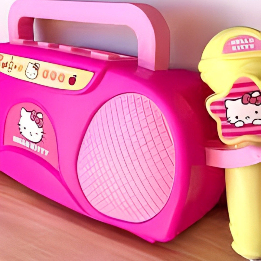 Boom Box Karaoke Hello Kitty Com Microfone e Rádio Amplificador ...